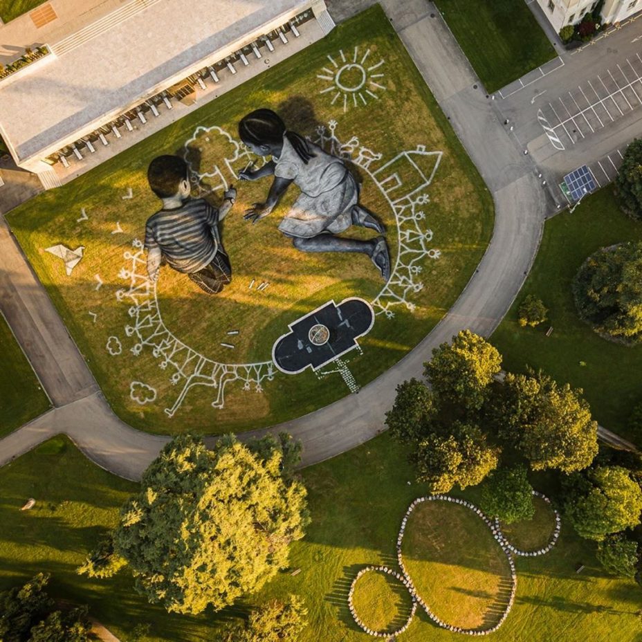 World in progress – By Saype in Geneva (4 photos) | STREET ART UTOPIA