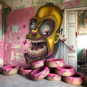 HOMER “The Simpsom” by Graffiti Artist DavidL in Barcelona - STREET ART ...