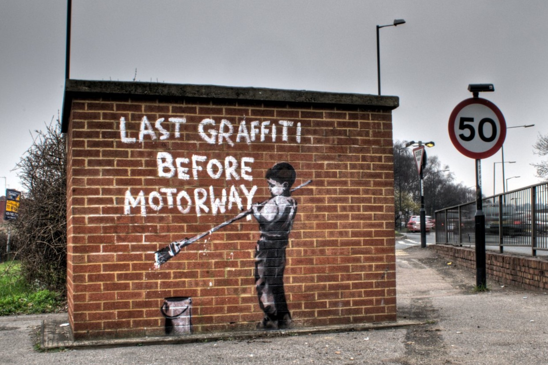 By Banksy in London: Last Graffiti Before Motorway | STREET ART UTOPIA