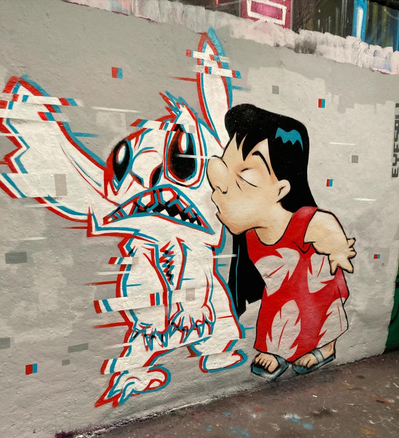 Lilo & Glitch by EYESAW at Leake Street graffiti tunnel in London, UK ...