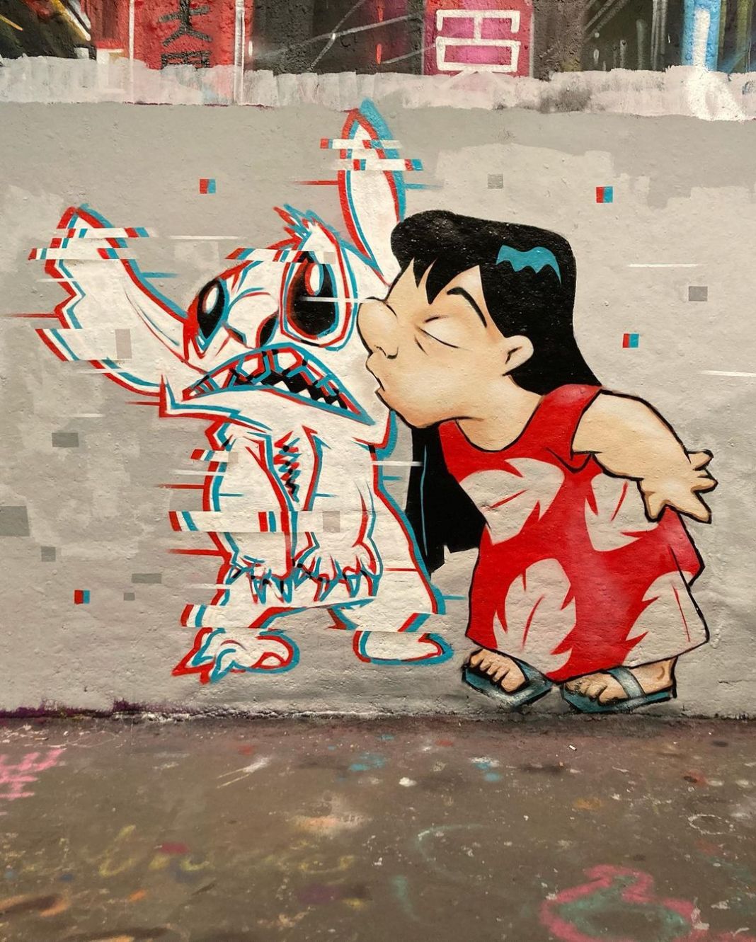 Lilo & Glitch by EYESAW at Leake Street graffiti tunnel in London, UK ...