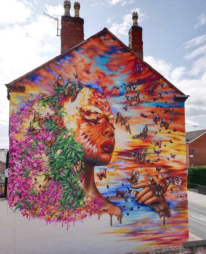 The Painted Lady – By Jim Vision In Beeston, UK (4 photos) | STREET ART ...