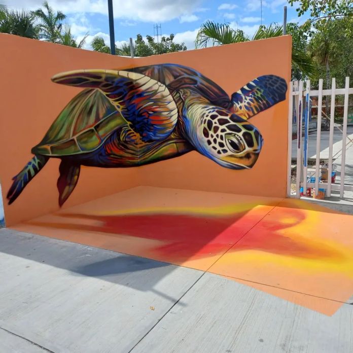 4 pics: Amazing 3d-painted turtle by Hebsart in Akumal, Mexico | STREET ...
