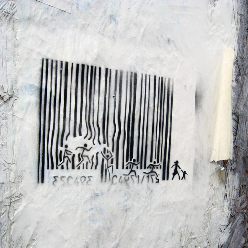 Barcode street art stencil in Northampton, England, UK | STREET ART UTOPIA