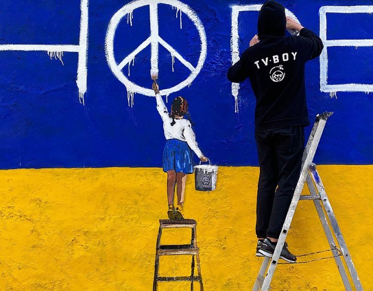 Hope is the highest form of art (mural by TVBOY in Barcelona, Spain ...
