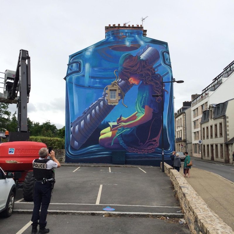 Message in a bottle – Mural by WD (Wild Drawing) in Morlaix, France for ...