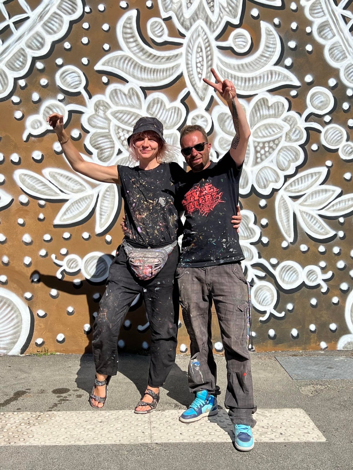 Lace Pattern Mural by Nes NeSpoon in Yffiniac, France | STREET ART UTOPIA