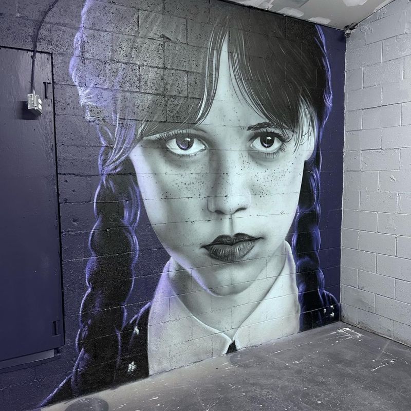 Mural of Wednesday Addams from The Addams Family by Jay Mack in Toms ...