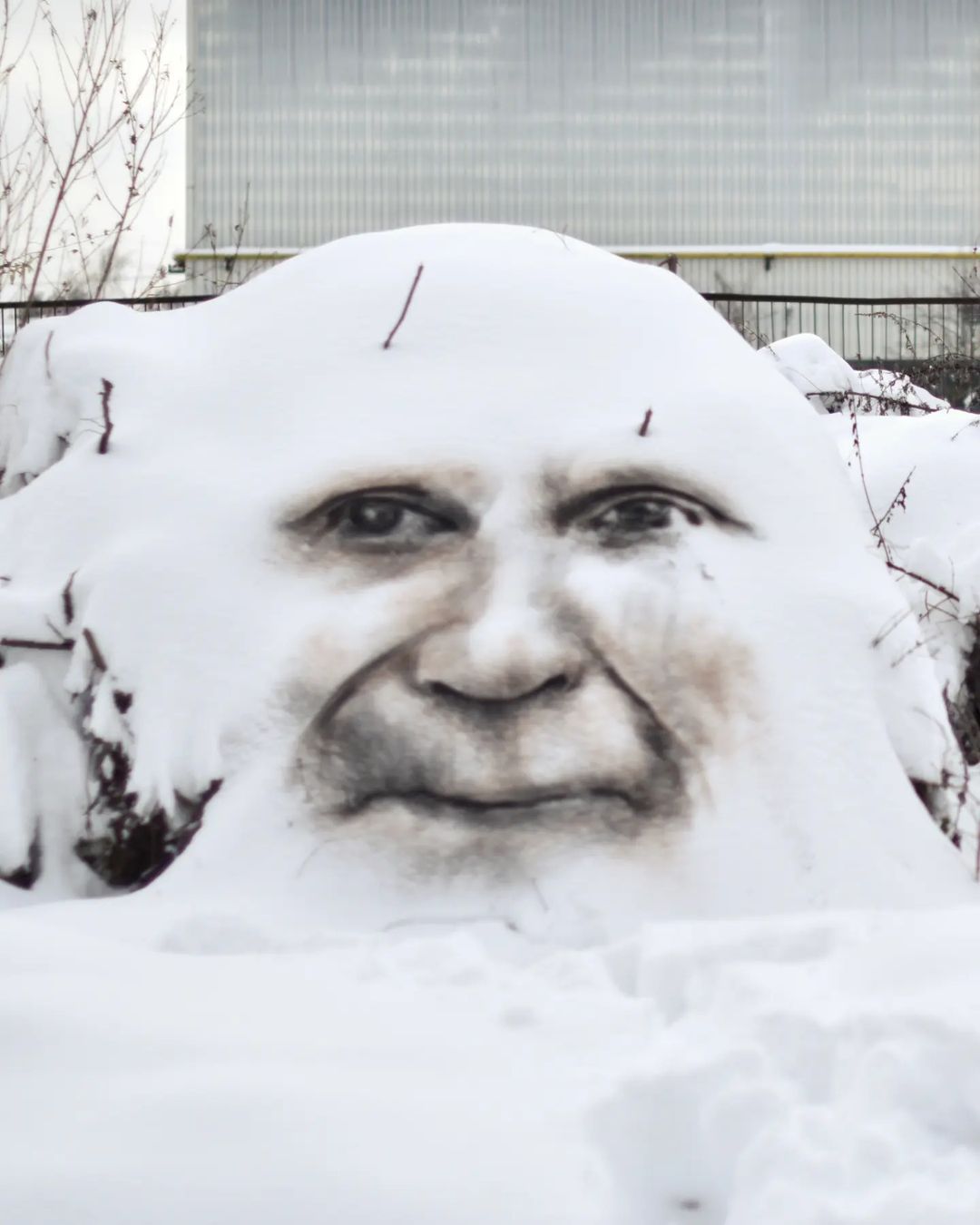 The recent heavy snowfall allowed for the creation of portraits painted ...