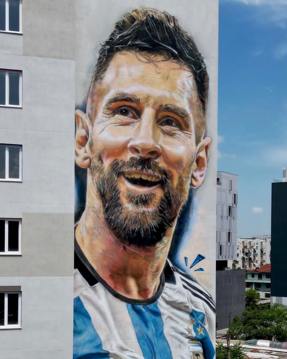 Mural of Lionel Messi by Maximiliano Bagnasco in Tirana, Albania (7 ...