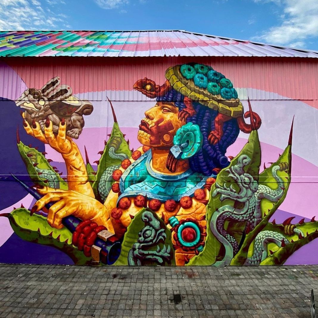 Murals “Mayáhuel” and “Ehecatl” by Zero3 in Mexico City | STREET ART UTOPIA