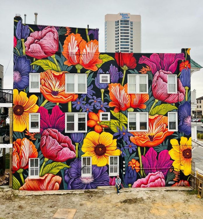 4 Photos of Flower Mural by Jenna Morello in Atlantic City, New Jersey ...