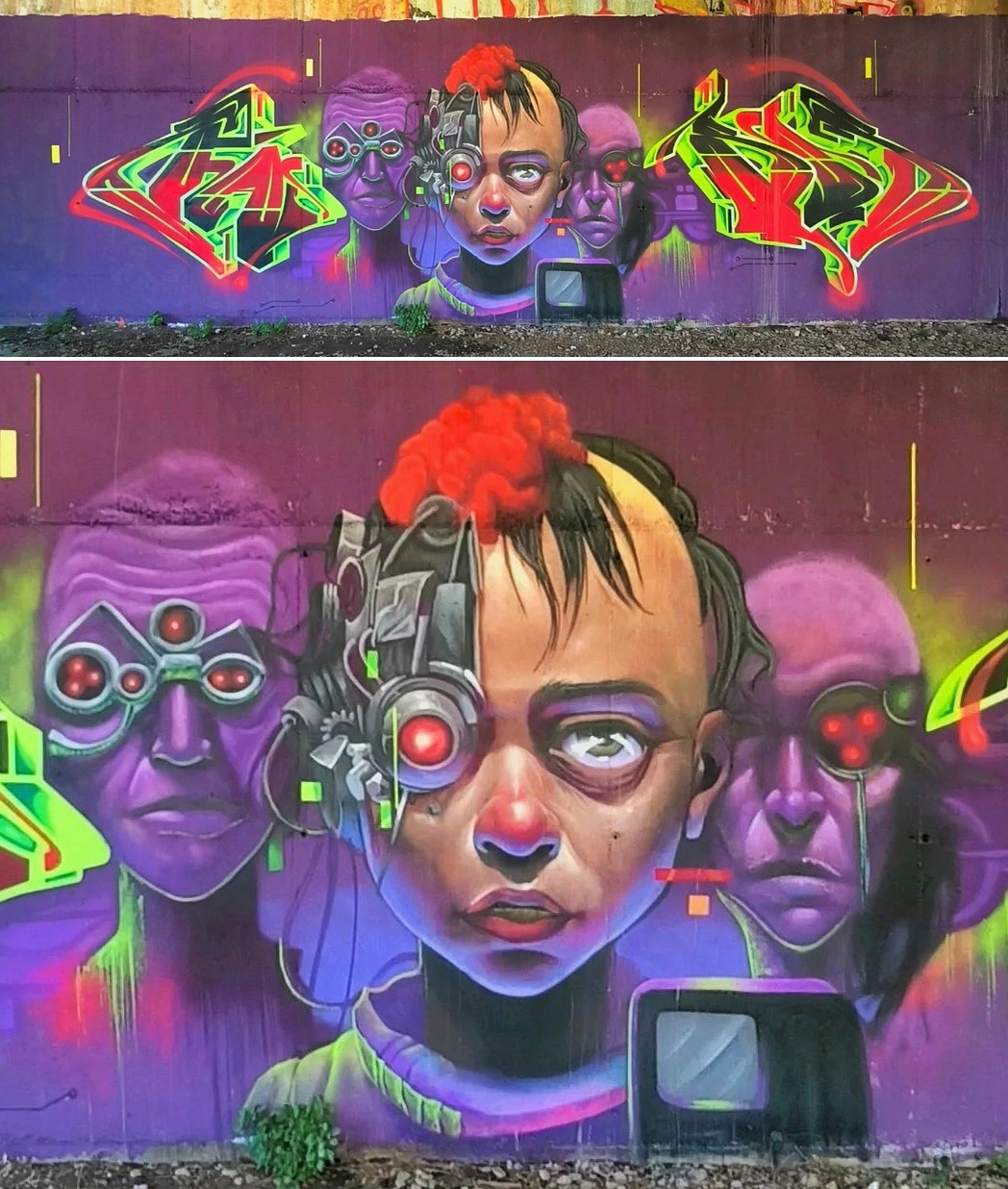 Futuristic Mural by Baros and Lalone in Malaga, Spain | STREET ART UTOPIA