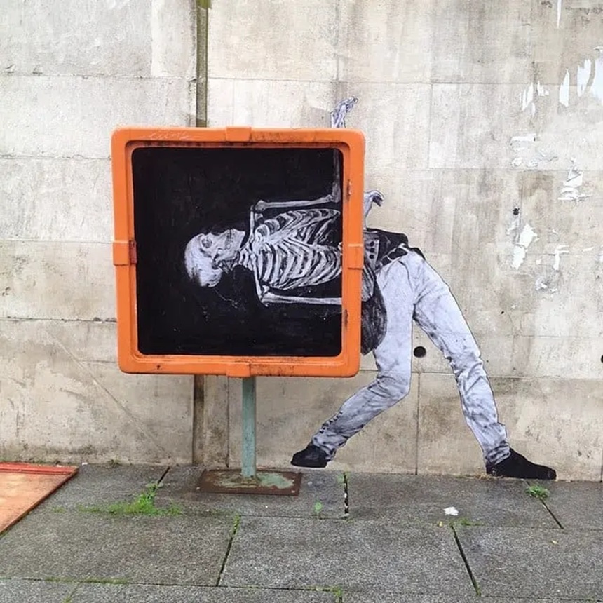 ItSkeletal’s Skeleton Street Art Will Make You Laugh—Then Think ...