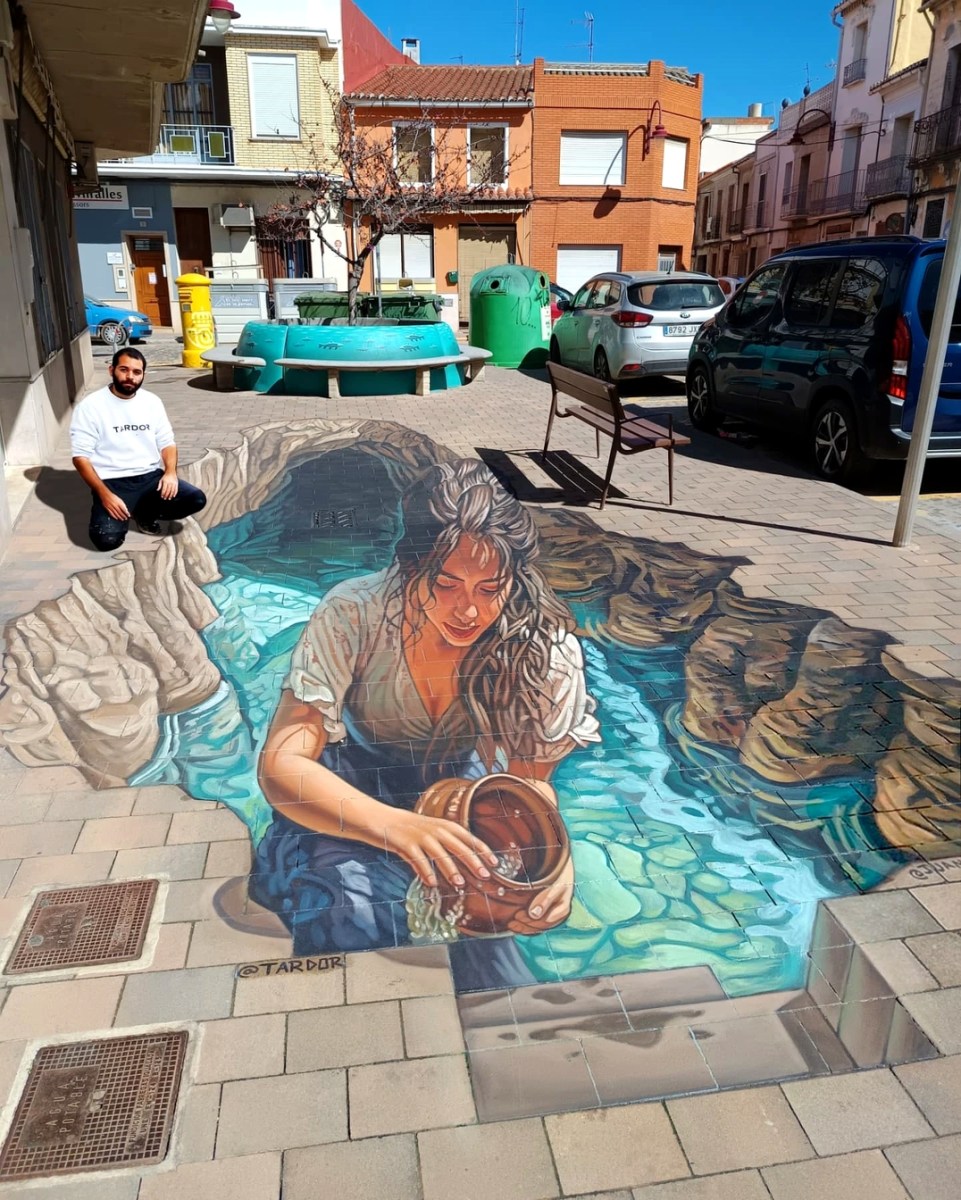A Hidden Spring Beneath the Street in Riola, Spain (3D Street Art ...